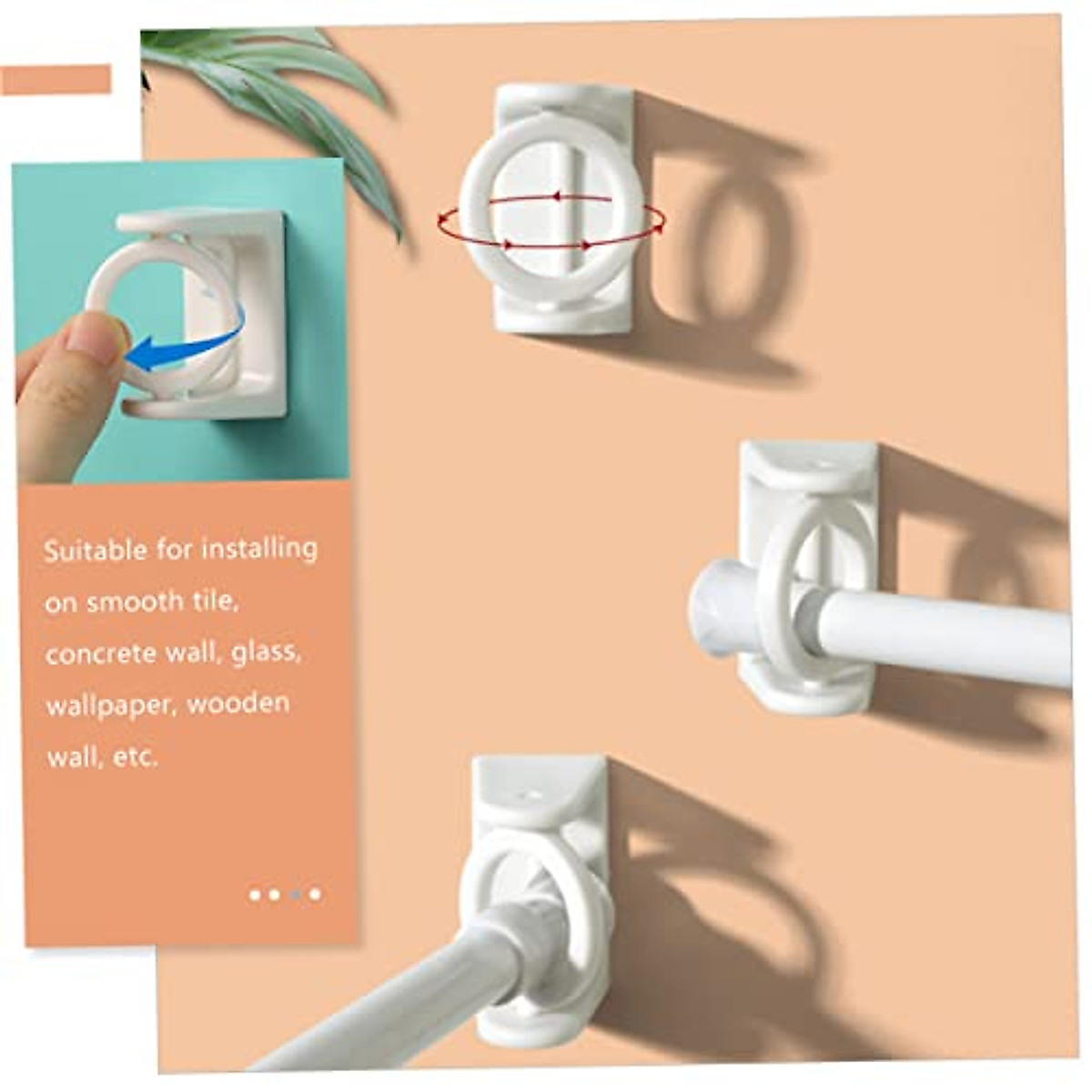 Zerodeko 4 Sets Telescopic Clothes Rail Drapery Hooks Clothes Hanger Hooks Telescoping Curtain Rod Brackets for Shelves Shower Curtain Rod Telescoping Pole Small Tension Rod Extending Pole