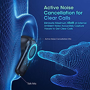 Active Noise Cancelling Wireless Earbuds, 40H &4 Microphone Call Noise Cancelling Bluetooth 5.2 Earubds, Light Weight Wireless Charging Case Wireless Earphone, Deep Bass IPX7 Touch Control Headphones