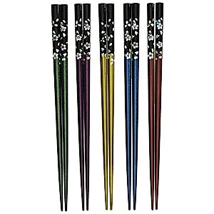 Tanaka Chopstick Shop [Wakasa-Painted Chopsticks] Silver Cherry Blossom 5P