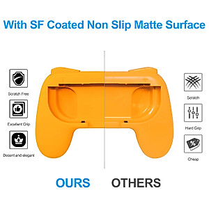 FASTSNAIL Grips Compatible with Nintendo Switch for Joy Con & OLED Model for Joycon, Wear-resistant Handle Kit Compatible with Joy Cons Controllers, 2 Pack(Orange and Purple)