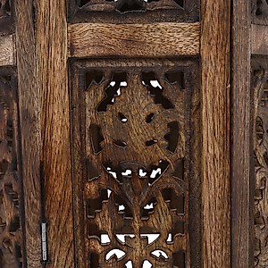 RAJRANG Antique Coffee Table Round Boho End Furniture Carved Room Wooden Side Indian Décor 18 Inches