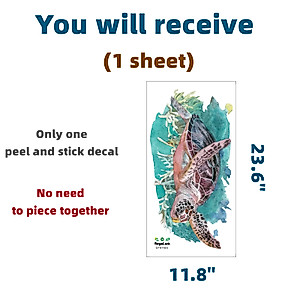 RoyoLam Sea Turtle Wall Decal Nursery Sea Animal Wall Sticker for Bathroom Removable Peel and Stick Waterproof Wall Art Decor Stickers for Kids Baby Classroom Living Room Playing Room Bedroom