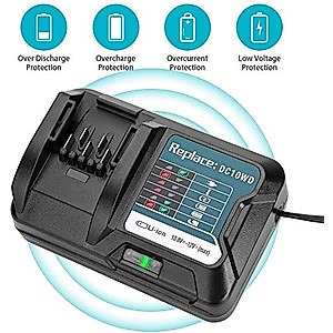 2pcs BL1021B 2.0Ah Battery with Charger DC10WD DC10SB, Compatible with Makita 12V Battery BL1016 BL1015 BL1020 BL1041B 197396-9, CP100DZ JR103D MP100DZ TD110D DF031D DF0331D CG100D CL106FD Tool