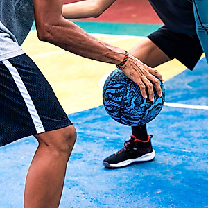 AND1 Chaos Basketball & Pump (Jungle Series)- Official Size 7 (29.5”) Streetball, Made for Indoor and Outdoor Basketball Games (Blue/Black)