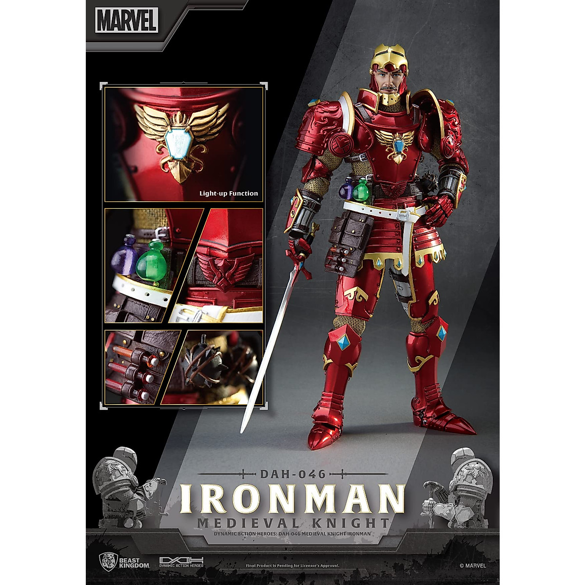 Beast Kingdom Medieval Knight Iron Man DAH-046 Dynamic 8ction Action Figure, Multicolor