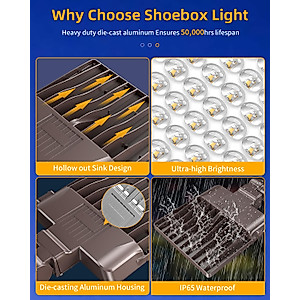 6PCS LED Parking Lot Lights 150W 120W 90W, LED Shoebox Light 5000K Adjustable Slip Fitter, UL Listed Outdoor Pole Light with Photocell, IP65 Waterproof Commercial Street Area Flood Lighting 100-277V