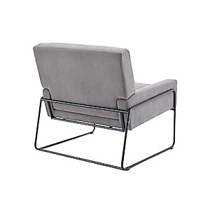 i-POOK Mid Century Modern Metal Frame Armchair, Single Sofa Chair with Black Iron U-Shaped Legs, Upholstered Accent Chair for Living Room, Bedroom, Reading Room, Lounge, Grey