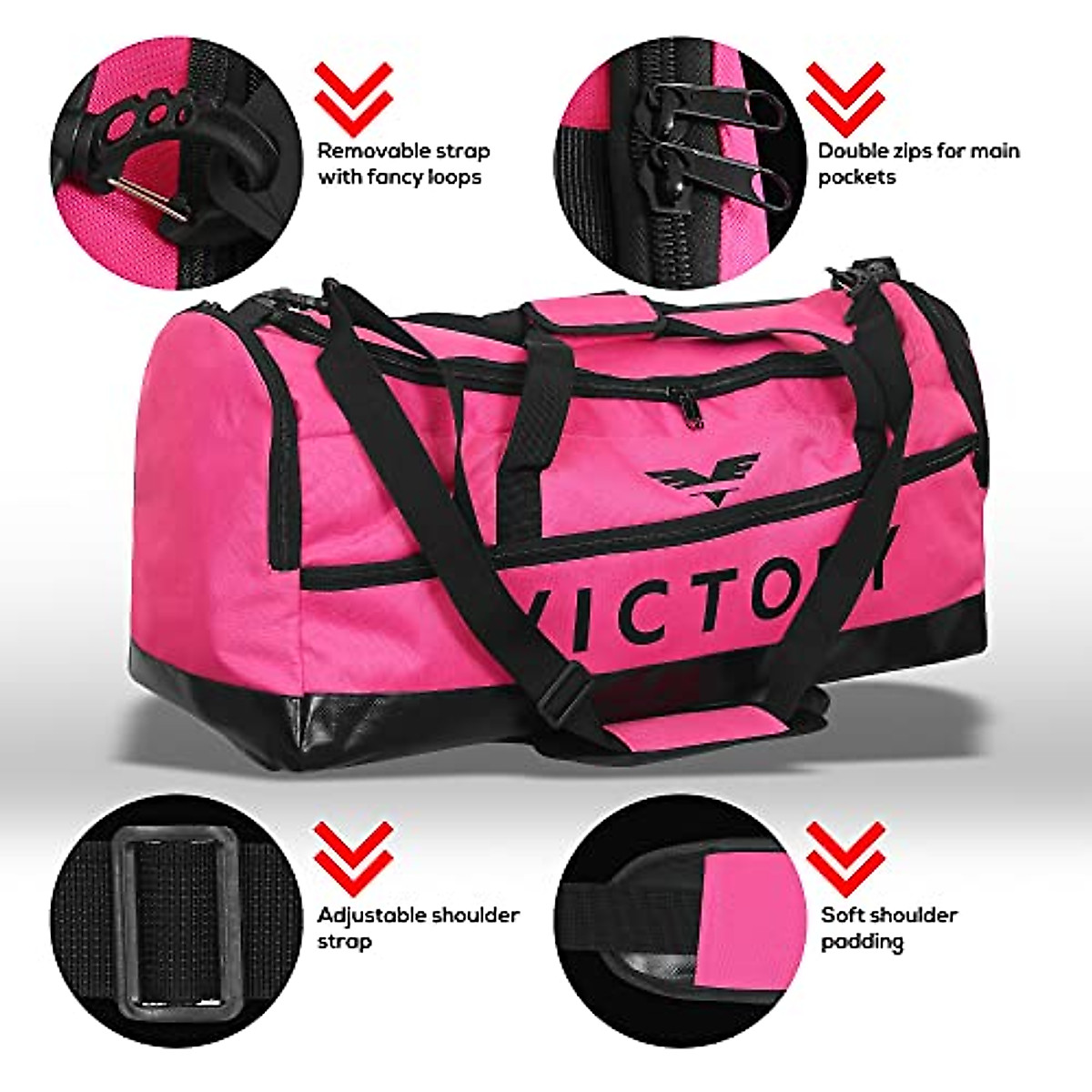 Victory Martial Arts Large Breathable Duffle Bag for MMA Gear, Boxing Gear, Gym or other Sports (Pink)