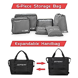 Joyway Luggage 8-Piece Travel Sets, Hardside Suitcase with Spinner Wheels,Checked Suitcase with TSA Locks(24Inch Black&Red)