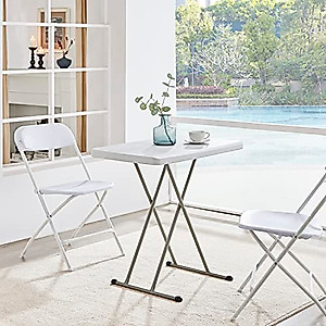 Naomi Home Personal Folding Table, Small Table, TV Dinner Table, Adjustable Table, Portable Desk, Outdoor Side Table, Portable Desk for Parties and Picnic – White