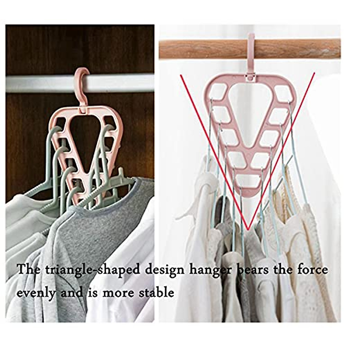 ZYDZ Closet Organizer Clothes Hangers, 6 Pack with 9 Holes Multifunctional Magic Space Saving Home Room Bedroom Organization and Storage for Wardrobe Heavy Clothes, Shirts, Pants, Dresses, Coats