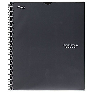 Five Star Interactive Notetaking Spiral Notebooks, 3 Pack, 1 Subject, College Ruled Paper, 11" x 8-1/2", 100 Sheets, Customizable Cover, Black, Green, Purple (820041-ECM)