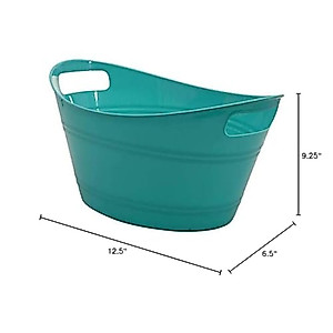Greenbrier Plastic Storage Tub (Top Rim 12.5" x 9.25" x 6.5" Tall) (Teal)