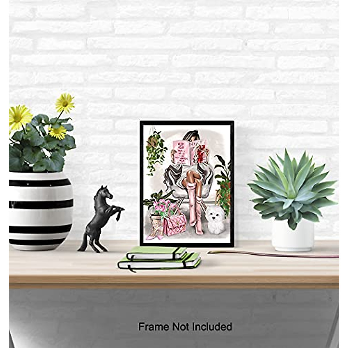 Glam Fashion Wall Decor - African American Wall Art - Black Woman - Designer Girls Bedroom Living Room Bathroom Teens Poster Picture - Afro Girl- Best Friend Housewarming Daughter Gifts for Women 8x10