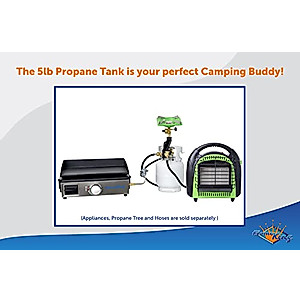 FLAME KING YSN5LB 5 Pound Propane Tank Cylinder, Great For Portable Grills, Fire Pits, Heaters And Overlanding, White