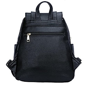 KKXIU Quilted Trendy Leather Backpack Purse for Women Teen Girls Ladies Shoulder Travel Daypacks Bags (Black)