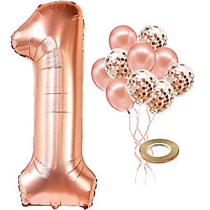 KatchOn, Rose Gold 1 Balloon for First Birthday - 40 Inch | One Balloon for First Birthday Balloons | First Birthday Decorations for Girl | Rose Gold Number 1 Balloons for 1st Birthday Girl Decoration