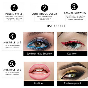 DC-BEAUTIFUL 12Pcs Lot Set 12 Colors Eyeliner Pencil Waterproof Eyebrow Pencil Cosmetics with a Pencil Sharpener