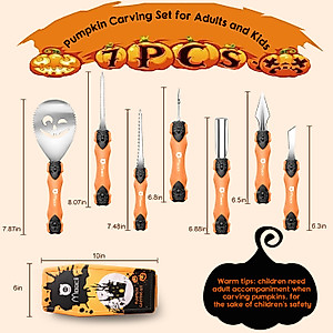Pumpkin Carving Tools for Halloween Decorations: Professional Pumpkin Carving Knife Set 7 Pcs Stainless Steel Sculpting Kit DIY Jack-O-Lanterns Cutting Supplies Double-side Pumpkin Carver for Adult