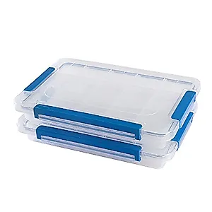 BangQiao 2 Pack Adjustable Plastic Divider Storage Box Container for Bead, Button, Small Parts, 15 Grids, Clear