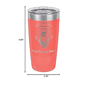 LaserGram 20oz Vacuum Insulated Tumbler Mug, Electrician, Personalized Engraving Included (Coral)