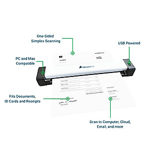 Raven Go Portable Mobile Document Scanner for PC and Mac with Simplex Sheet-Fed Scanning