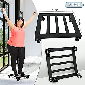 Plant Caddy with Wheels, 2 Pack 12 Inch Plant Stand with Wheels Metal Square Plant Dolly with Lockable Caster Wheels Heavy Duty Plant Dolly Base for Indoor Outdoor Holds up 380 Lbs Pots Planter, Black