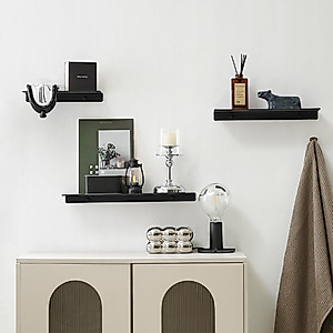 JOOM Small Metal Wall Floating Shelf - Metal Wall Shelf, Black Floating Shelf, Small Bathroom Shelf, Display Shelves for Wall Storage (Black, 8Inch)