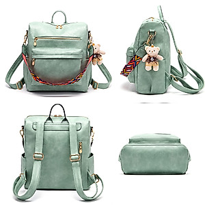 Soperwillton Women Backpack Purse Multipurpose Design Handbags Shoulder Bag PU Leather Travel bag Backpack Set 2pcs