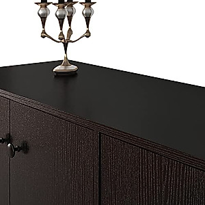 Panana Sideboard Buffet Cabinet Kitchen Storage Cabinet Living Room 4 Doors Console Table (Black)