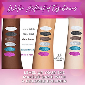 Cake Eyeliner with Applicator Brush - Water Activated Dry Pressed Eyeliner - Long-Lasting, Vibrant Color, Smudge Resistant - Vegan Cruelty Free Paraben Free (Matte Black)