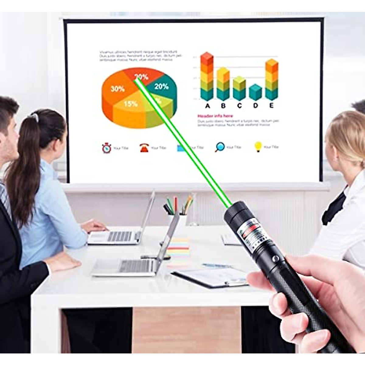 Green Laser Pointer, Long Range Green High Power USB Rechargeable Laser Pointer Pen for presentations Astronomy Hunting