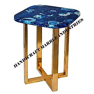 30" Inch Agate Square Table, Natural Agate Table, Square Coffee Table, Blue Agate Table, Square Agate Stone Table
