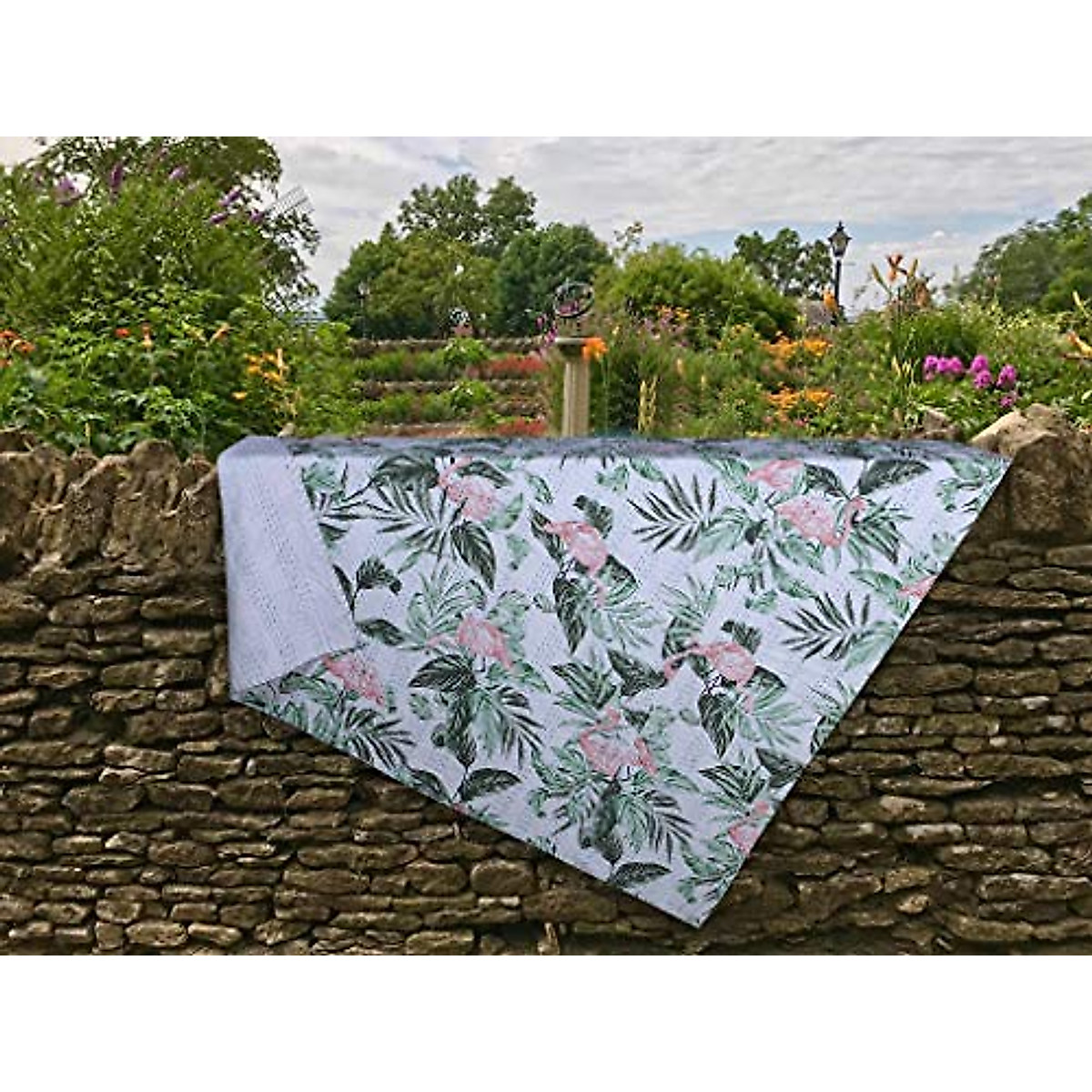 Maviss Homes Indian Traditional Handmade Patchwork Cotton Super Soft Kantha Quilt Blanket | Throw Bedspread Blanket | Bedroom Décor Throw Quilt |Home Décor; Green