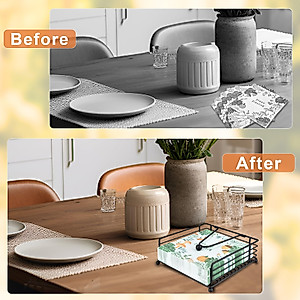 LAIHIFA Napkin Holder for Table & Kitchen - Modern Flat Napkin Dispenser for Home & Outdoor Dining, Paper Napkin Holders with Weighted Arm for Easy Access - Keep Your Dining Area Tidy and Organized