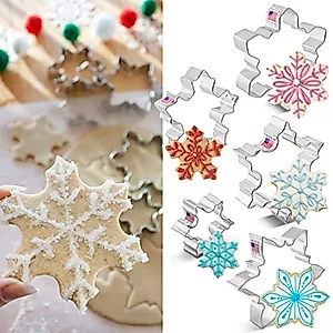 Snowflake Cookie Cutters 5-Pc Set Made in USA by Ann Clark, 3.25", 3.5", 4", 4.25", 4.5"