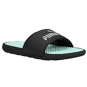 PUMA Women's Cool Cat Slide Sandal, Puma Black/Fair Aqua/Puma Silver, 10 M US