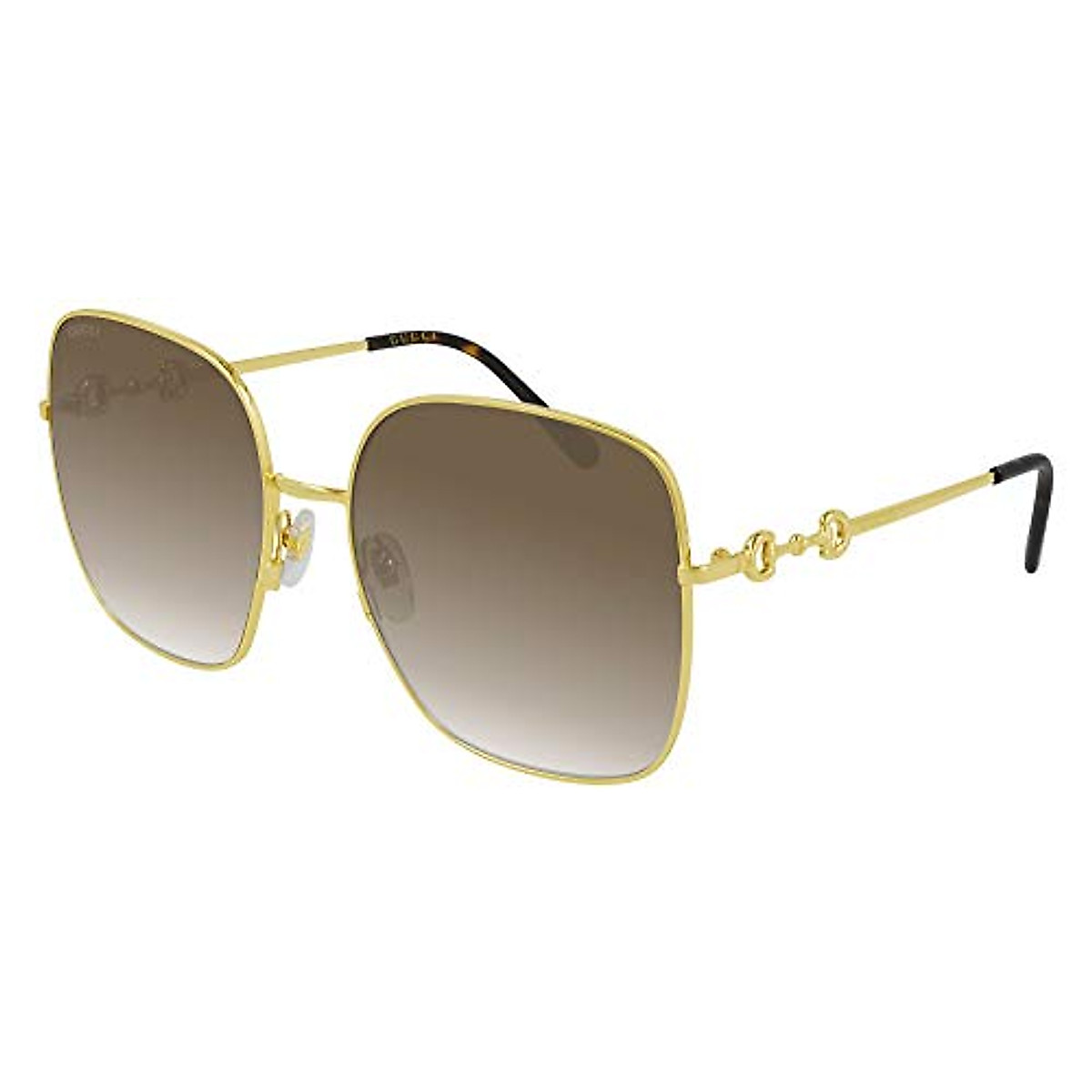 Gucci GG 0879S 002 Gold Metal Square Sunglasses Brown Gradient Lens