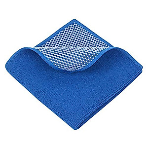 SINLAND Absorbent Microfiber Dish Cloths for Washing Dishes Best Kitchen Cloths Cleaning Cloths with Poly Scour Side 12Inchx12Inch 5 Pack Dark Blue