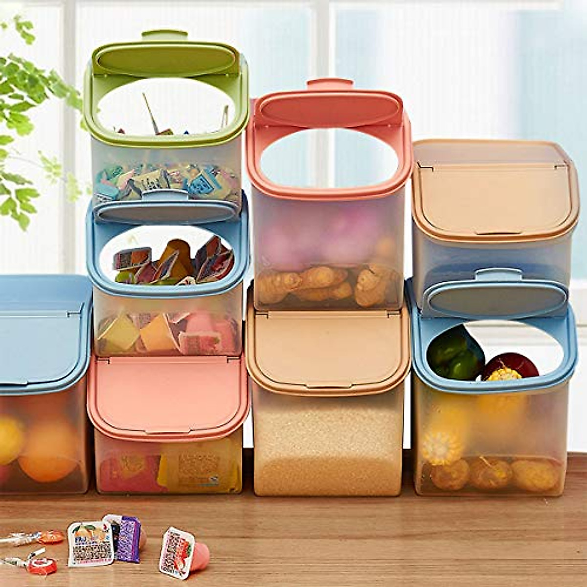 Cabilock Rice Storage Bin Cereal Containers Large Dispenser Food Storage Containers Kitchen Pantry Storage Containers for Sugar Flour and Baking Supplies Blue