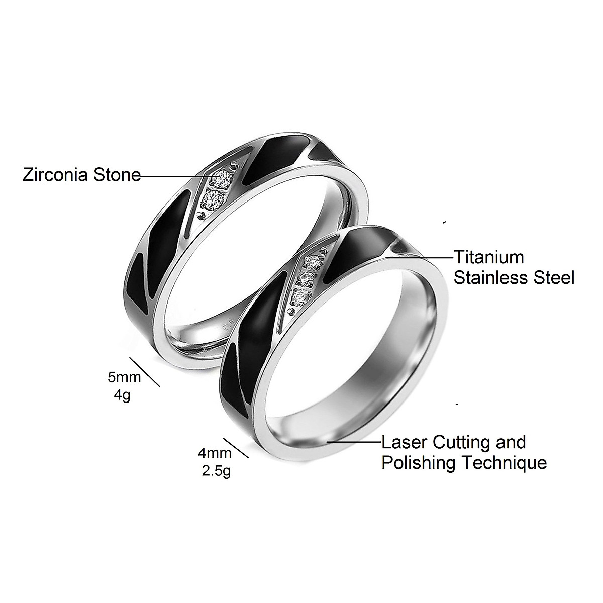 Global Jewelry Amazing Titanium Stainless Steel We Love Each Other Wedding Band Set Anniversary/Engagement/Promise/Couple Ring Best Gift! (His, 9)