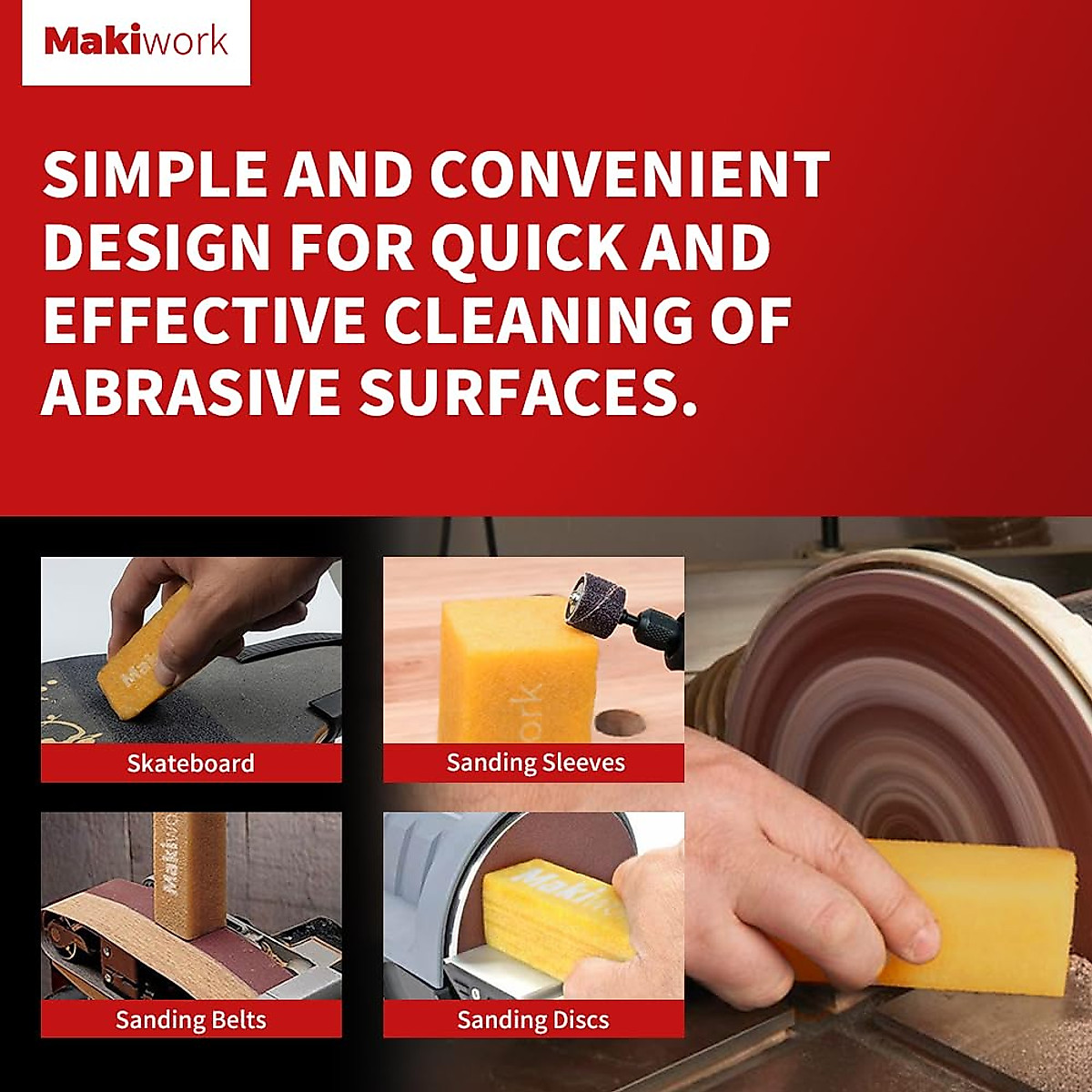 8" x 1-1/2" x 1-1/2" Abrasive Cleaning Eraser Stick for Sanding Belts Sanding Discs Paper Skateboards - Natural Rubber Eraser Stick