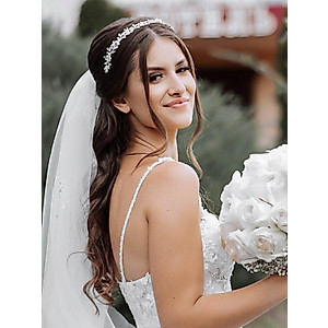 SWEETV Crystal Hair Vine and Headpiece - Bridal Hair Accessories for Women and Girls, Silver