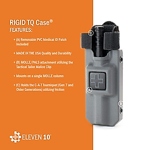 Eleven 10 Rigid TQ Case for C-A-T Tourniquet, Black, MOLLE Attachment - Tourniquet Included