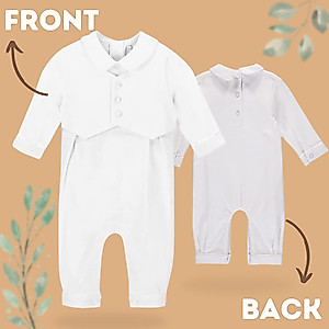 Elegant Baby Boy Christening Outfit with Vest and Hat - Boy Baptism Outfit, Perfect Baptism Gifts for Boys, 3M White