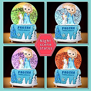 Snow Globe with Music for Kids , VECU 3.5 Inch Little Girl Llluminated Automatic Snow Home Decor for Girls Kids Gift, Musical, Resin/Glass (Style B)