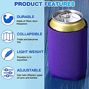 60 Packs Blank Can Cooler Sleeves Soda Can Covers Neoprene Can Sleeve Drink Insulator Sleeve Collapsible Can Coolers for Parties, Events or Weddings (Multicolor)