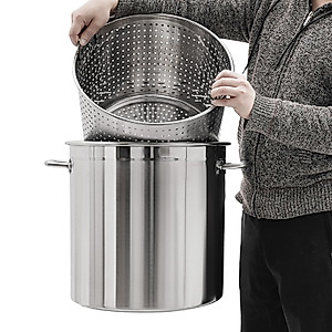 Stainless Steel Stockpot Seafood Boiler, 37 QT Seafood Boiling Pot, Shrimp Boil Stock Pot with Strainer, Turkey Fryer Pot for Home Kitchen Restaurant (35L)