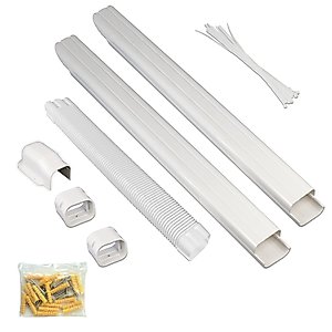 GCGOODS 4in 9ft Decorative PVC Line Set Cover Kit for Ductless Mini Split Air Conditioners, Central AC and Heat Pumps