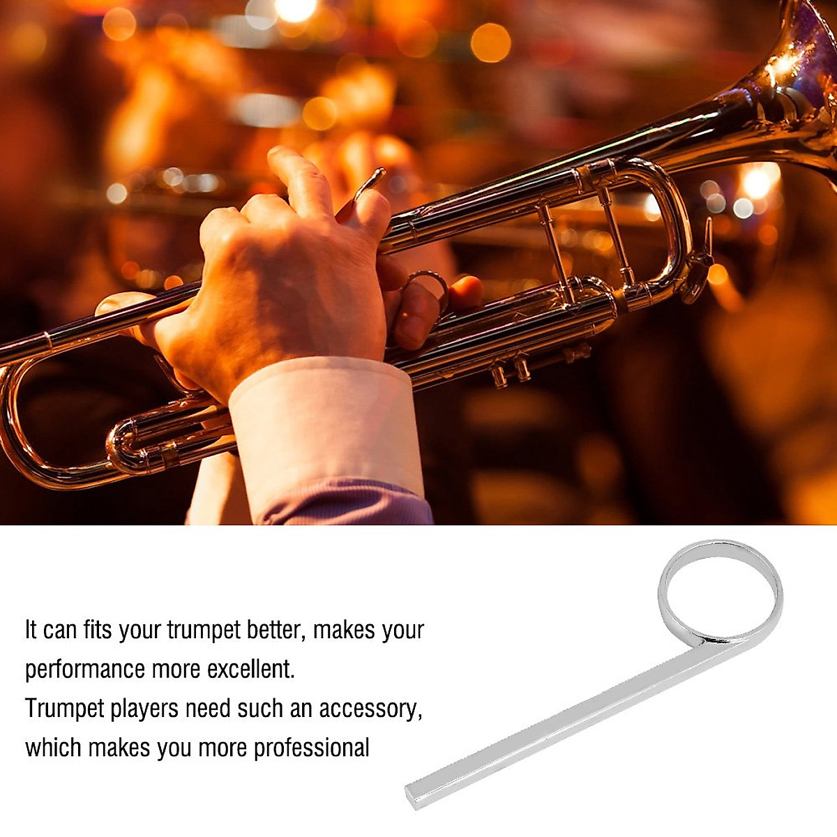 Trumpet Finger Ring, Replacement Metal Slide Finger Ring for Trumpet